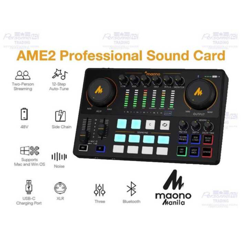 Maono Ame2 Professional Mixer Sound System Portable All-In-One Podcast ...