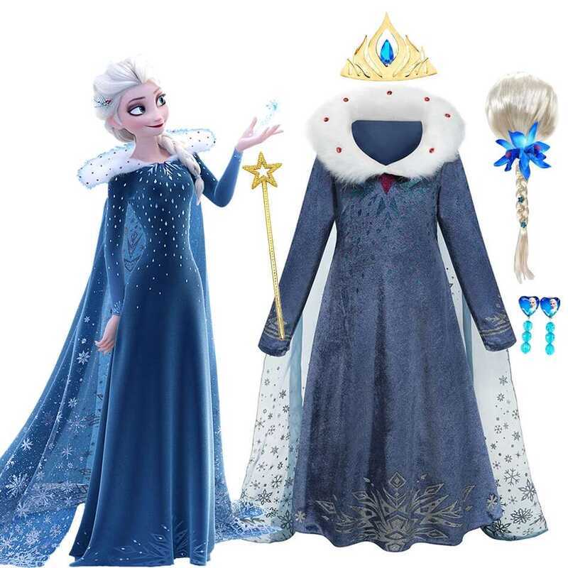 X Elsa Queen Dress Frozen Costume Girls Winter Long Sleeve Princess ...