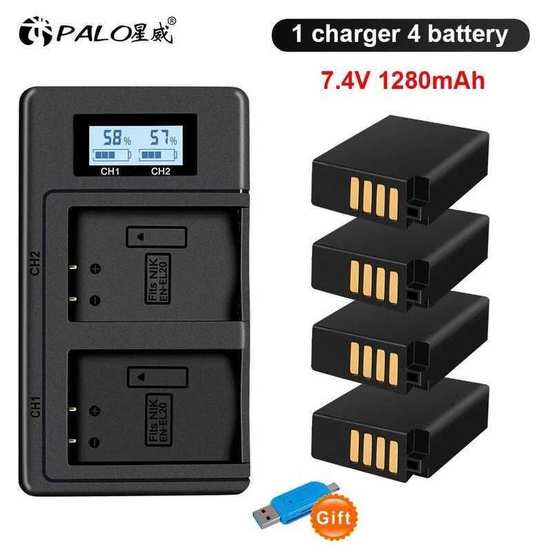 PALO A1 En-El20a En-El20 Battery + LCD Dual Charger For Nikon Coolpix P1000, 950, 1 J1, J2, J3 ...