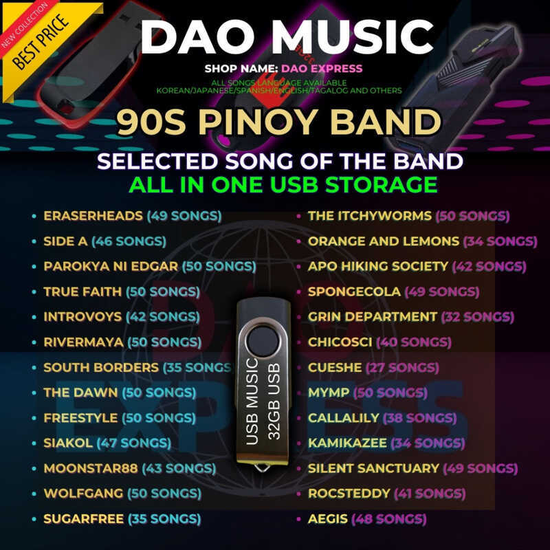 90S PINOY BAND MUSIC COLLECTION IN USB FLASHDRIVE / MEMORY Card, Mp3 ...