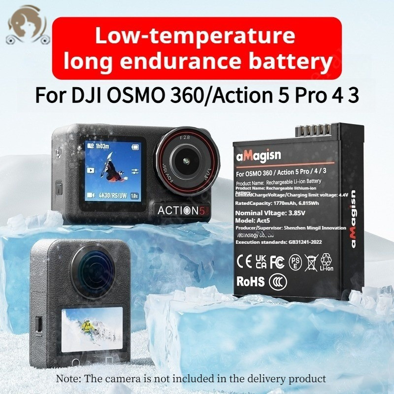 aMagisn Battery For DJI OSMO 360/Action 5 Pro/4/3 2100mAh Low ...