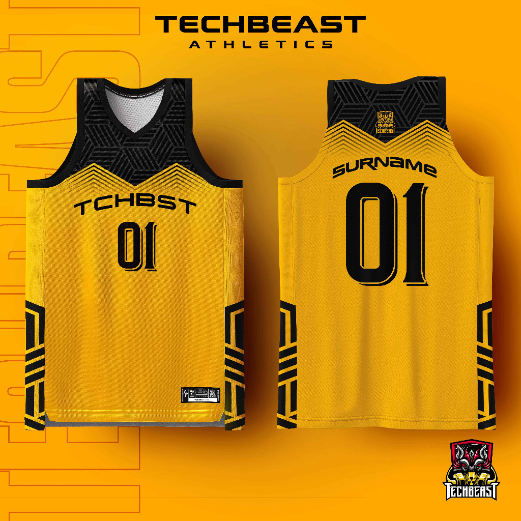 Elite Yellow Full Sublimation Basketball Jersey Techbeast ( CUSTOM NAME + NUMBER ) | Shopee ...