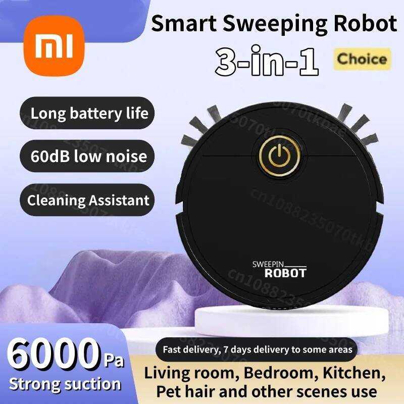Xiaomi 3-In-1 Smart Swee g Robot 6000Pa Strong Suction Washable Mop For ...