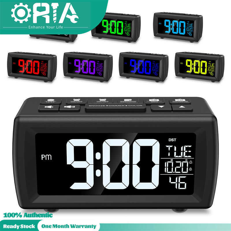 ORIA Alarm For Bedrooms Battery Backup, Modern Clock Large Big Numbers ...