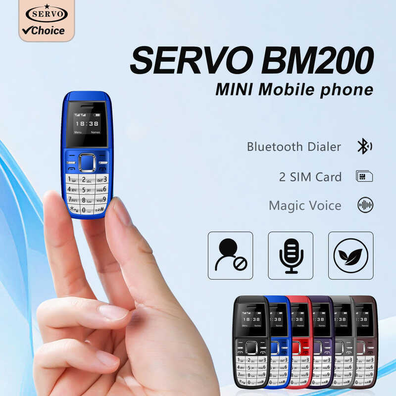 SERVO Bm200 Button Mini Mobile Phone 2G GSM 2 SIM Standby Bluetooth ...