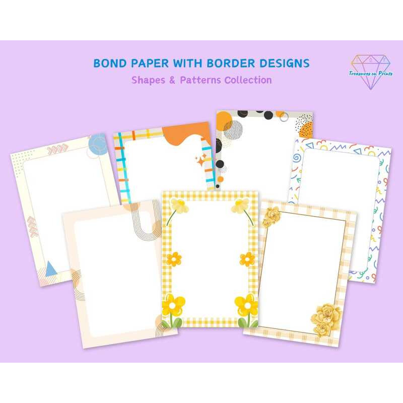 Short A4 One Bond Or Photo Paper With Border Designs Stationery ...