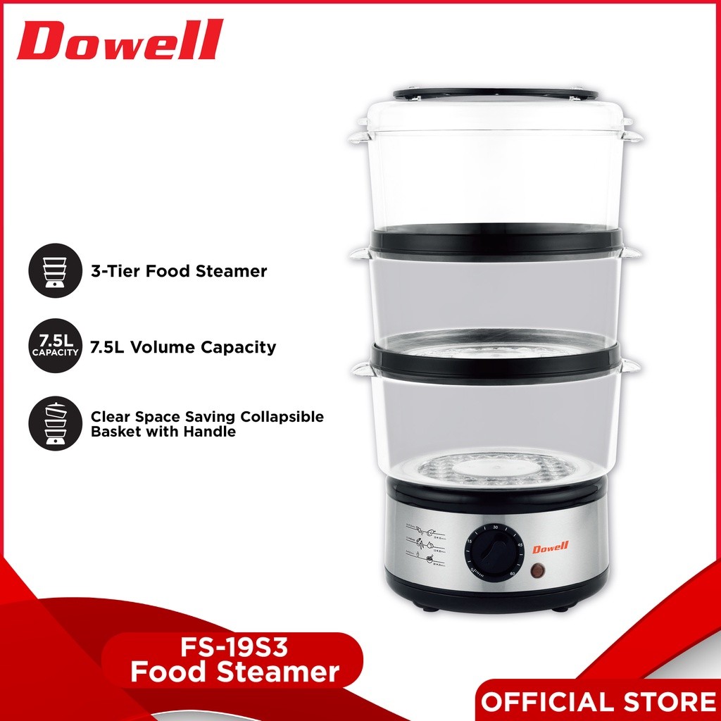 Dowell FS-19S3 7.5 Liter 3-Tier Siomai Siopao Food Steamer | Shopee Philippines