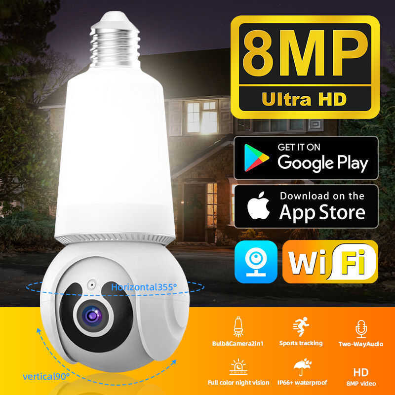 V380 Q26 3Mp Cctv Bulb Camera 360 Rotation WIFI Indoor Camera Automatic ...