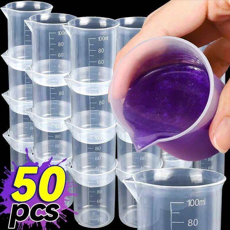 50/1Pcs 100Ml Plastic Measuring Scale Cup Lab Transparent Graduated ...