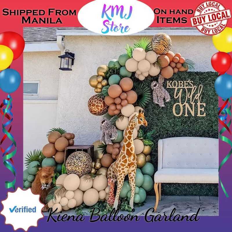 Kiena Safari Jungle Balloons Garland Arch Kit Sage Green Metallic Gold ...