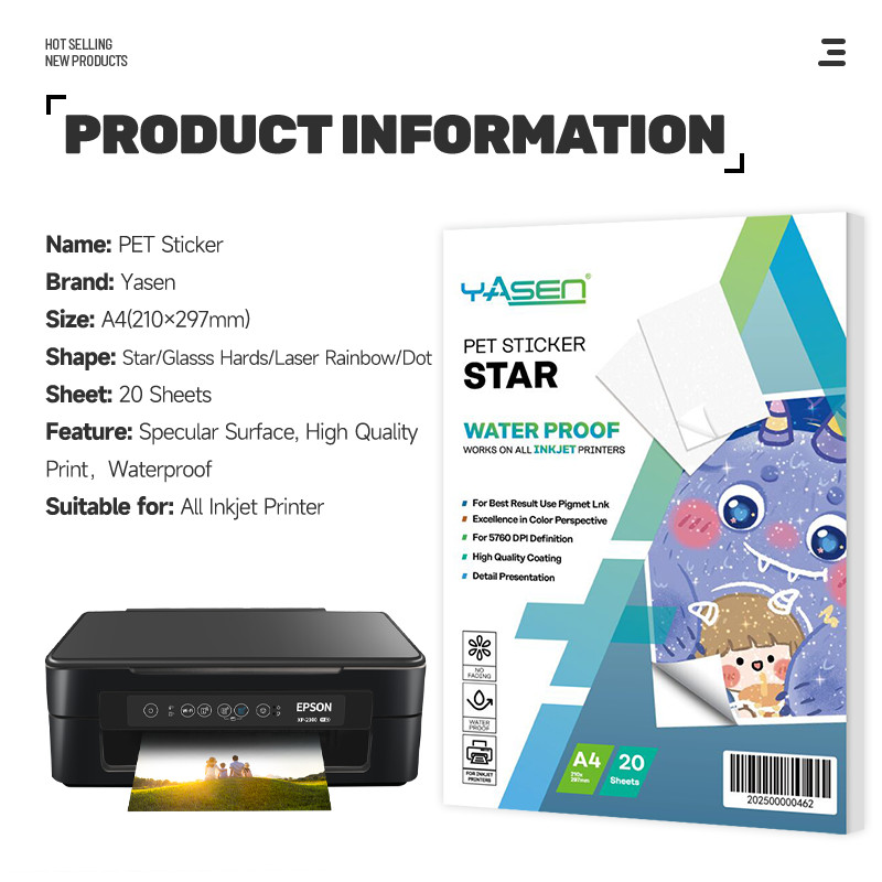 Yasen Glossy PET Sticker Paper A4 - Waterproof Address Labels Parcel ...