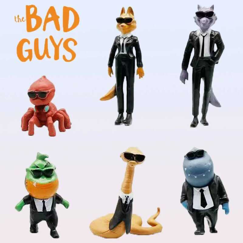 Movie The Bad Guys Action Figure Toys Kawaii Wolf Piranha Snake Shark ...