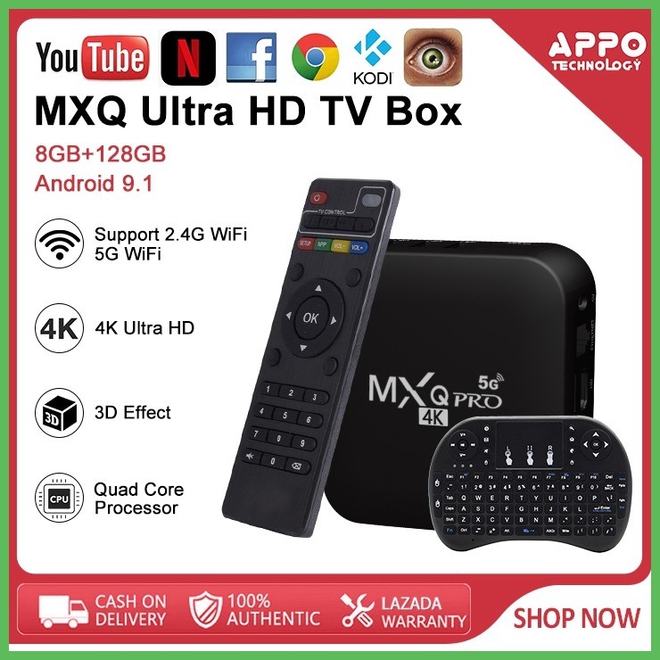MXQ 5G 4K 8+128G Android Ultra HD TV Box + I8 Mini Keyboard Color Touch ...