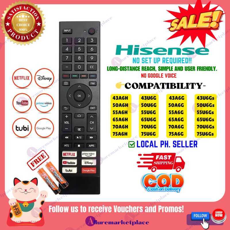 HISENSE Smart TV Control For - 43A6h 55A6h 75A6h 43A6g 75A6g 43U6gs ...