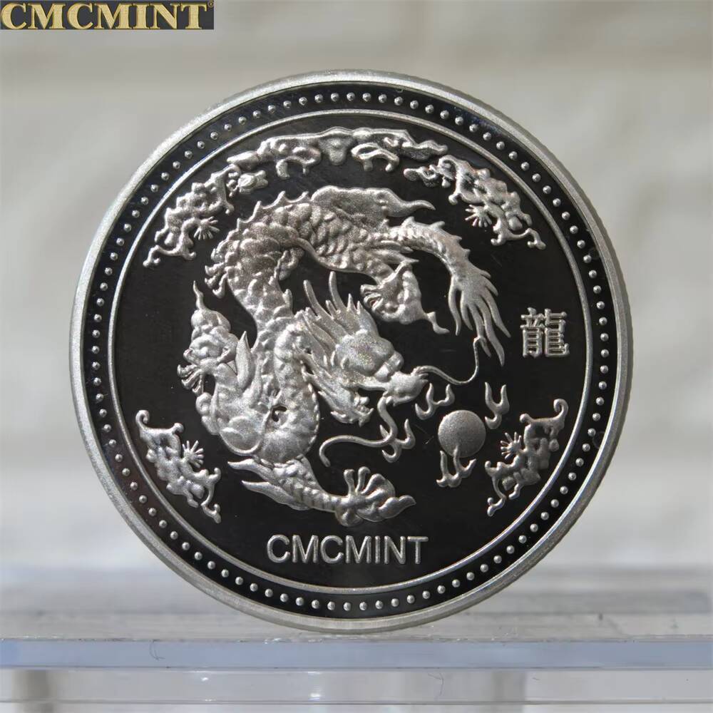 Old Chinese Loong Year Commemorative 1 Oz German Sier Metal Badges ...