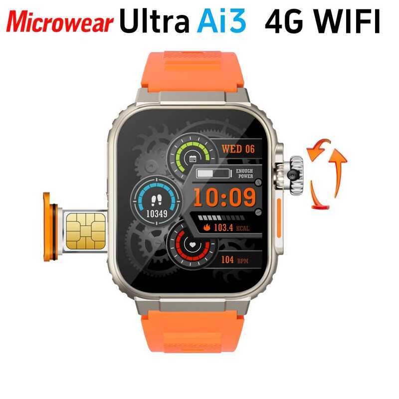 Microwear Ai3 Smartwatch Men Women 4G SIM card Wifi Cellular GPS NFC ...