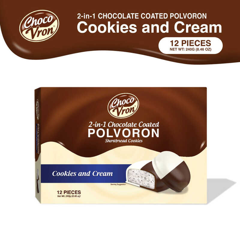 93F Chocovron Gift Box 2 In 1 Chocolate-Coated Cookies & Cream Polvoron ...