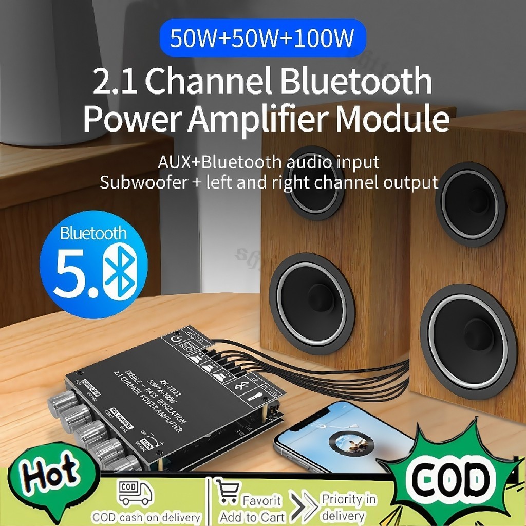 ZK-TB21 Bluetooth Car Audio Amplifier – 2.1 Channel, TDA7498E ...