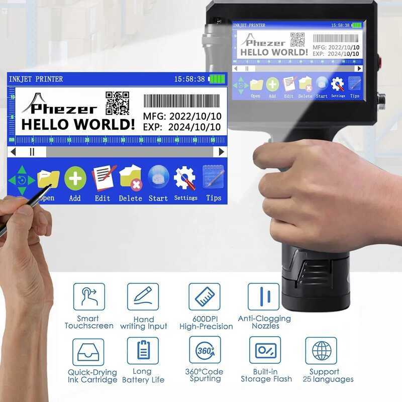 S Phezer P15 12.7Mm Label Printer QR Bar Batch Code Date Number Expiry ...
