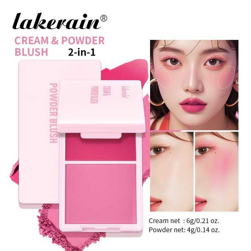 Lakerain 2-In-1 Cream & Blush Peach Powder Blushes Palette Blendable ...