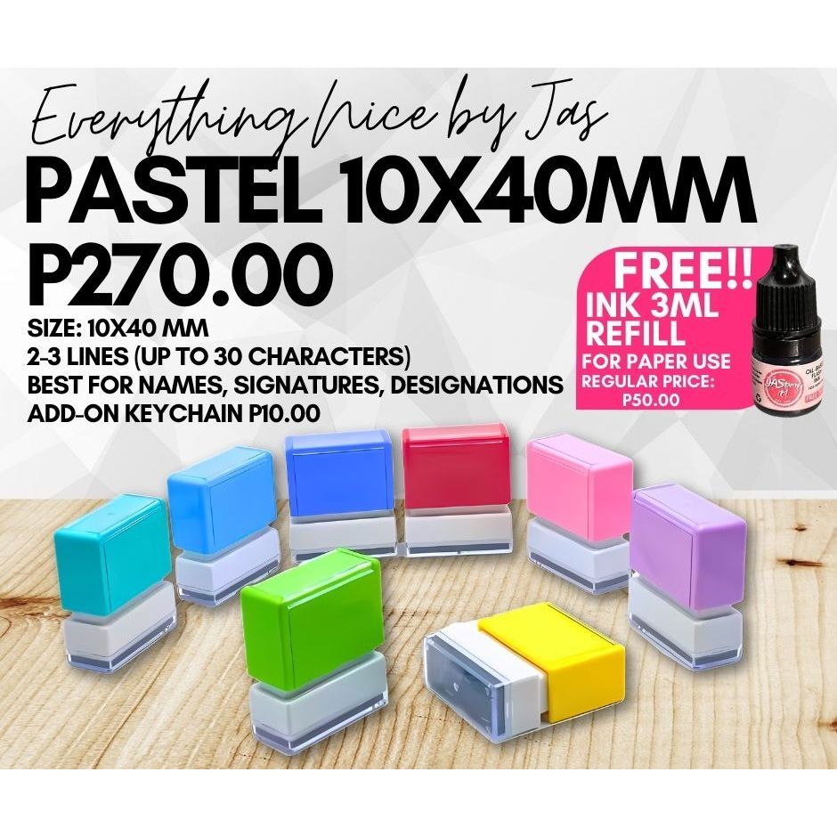 Pastel 10x40mm Rectangular Self-Inking Stamp | Shopee Philippines