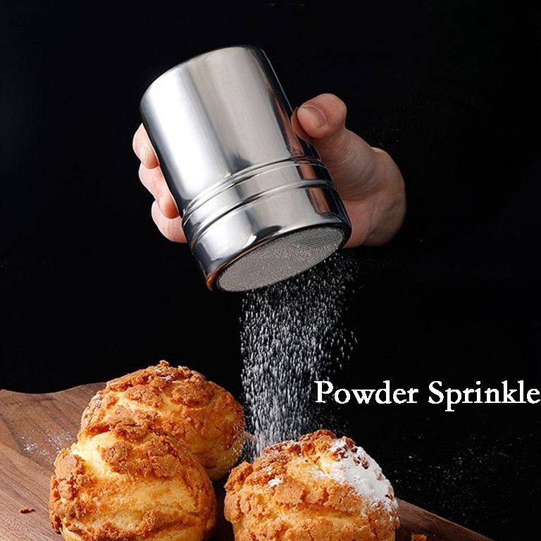 Powder Sugar Shaker with Lid Stainless Steel Powder Shaker Powder ...