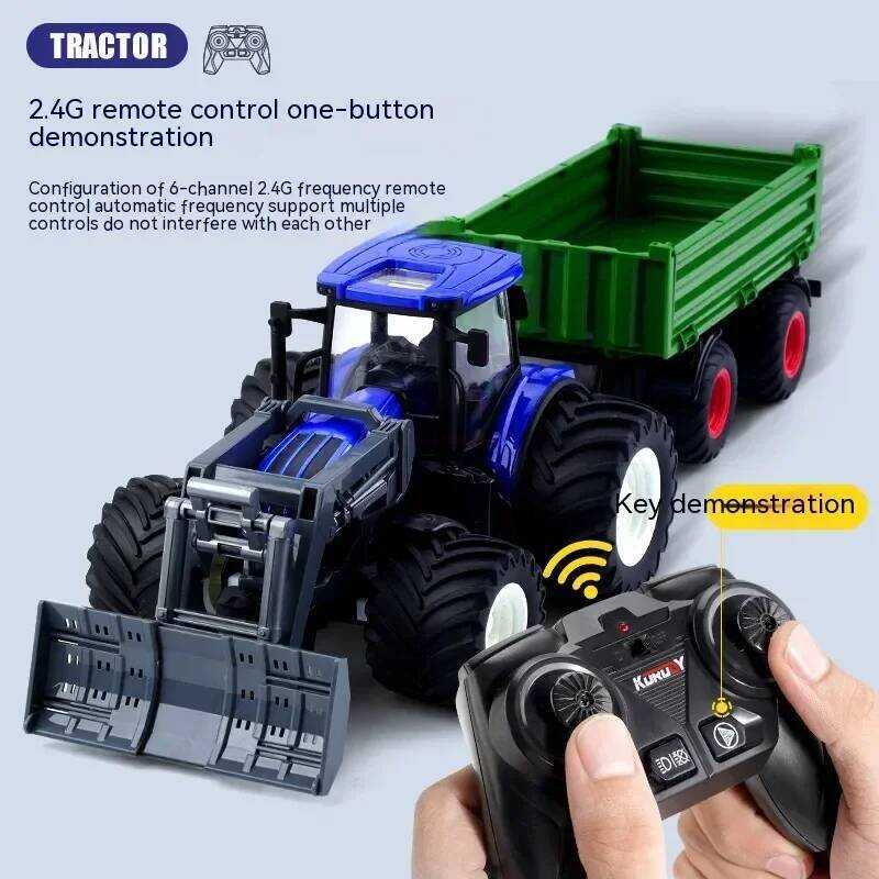 Inertia Trailer With Headlights Farm Toy Set 1:24 Car Truck Farm ...