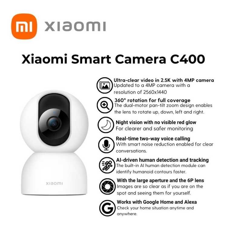 Xiaomi Redmi Smart Camera C400 CCTV | Security With 2.5K Clarity 4Mp ...