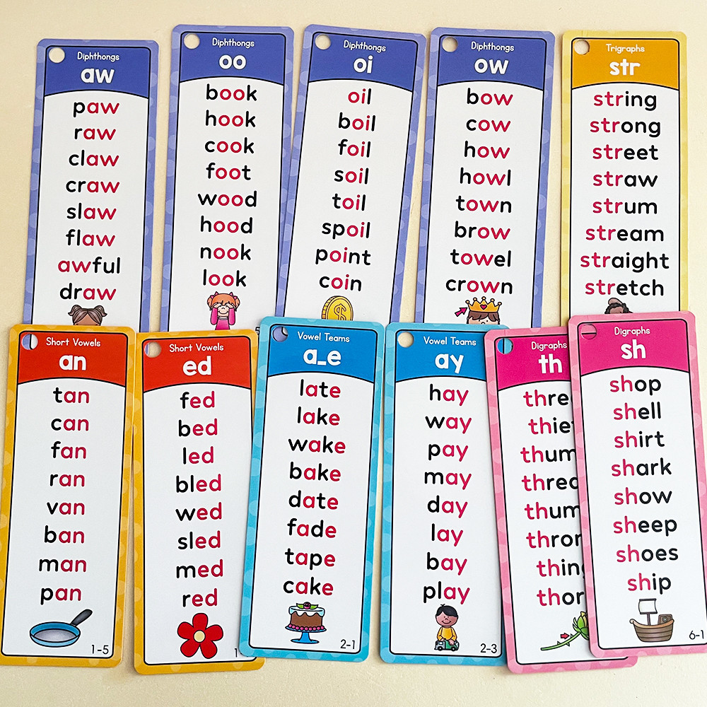 60PCS Phonics Flashcards Montessori Phonics Word Lists Cards English ...