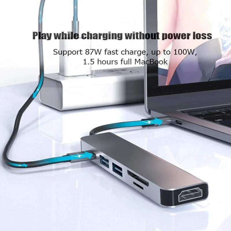 RAIKU Type C 5-in-1 USB Hub - High-Speed Transmission, USB 3.0 Ports ...