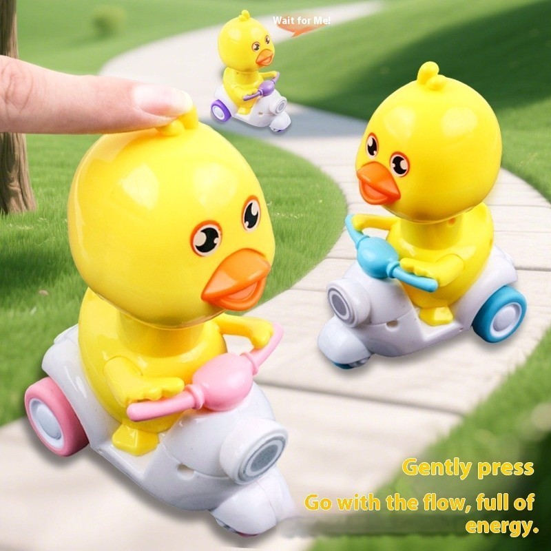 Press & Go Duckie - Inertia Powered Toddler Ride-On Toy,Cute CartoonEducational PushDuck for ...