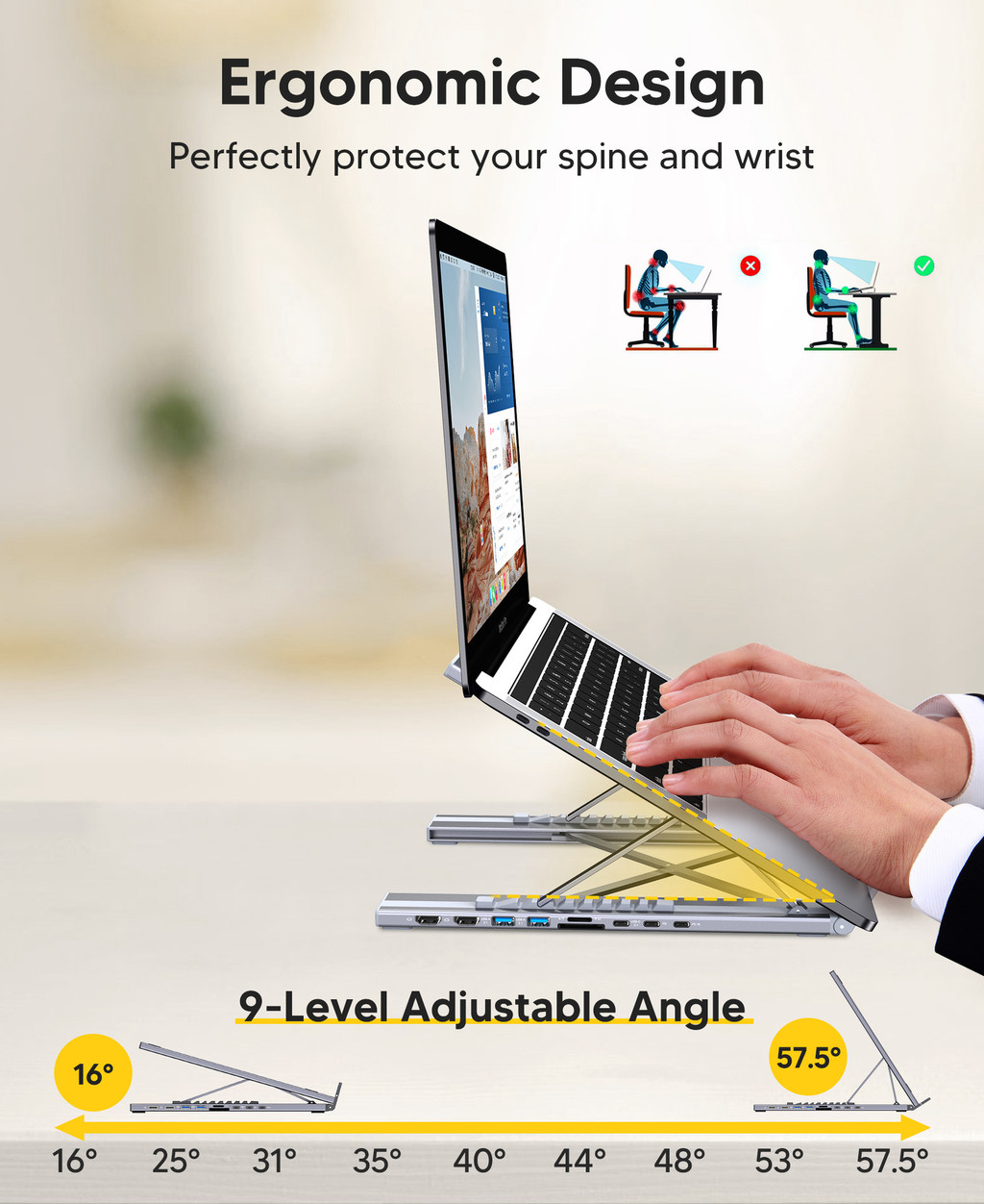 4K Dual Screen Display 9 in 1 USB-C Hub Docking Station Laptop Computer ...