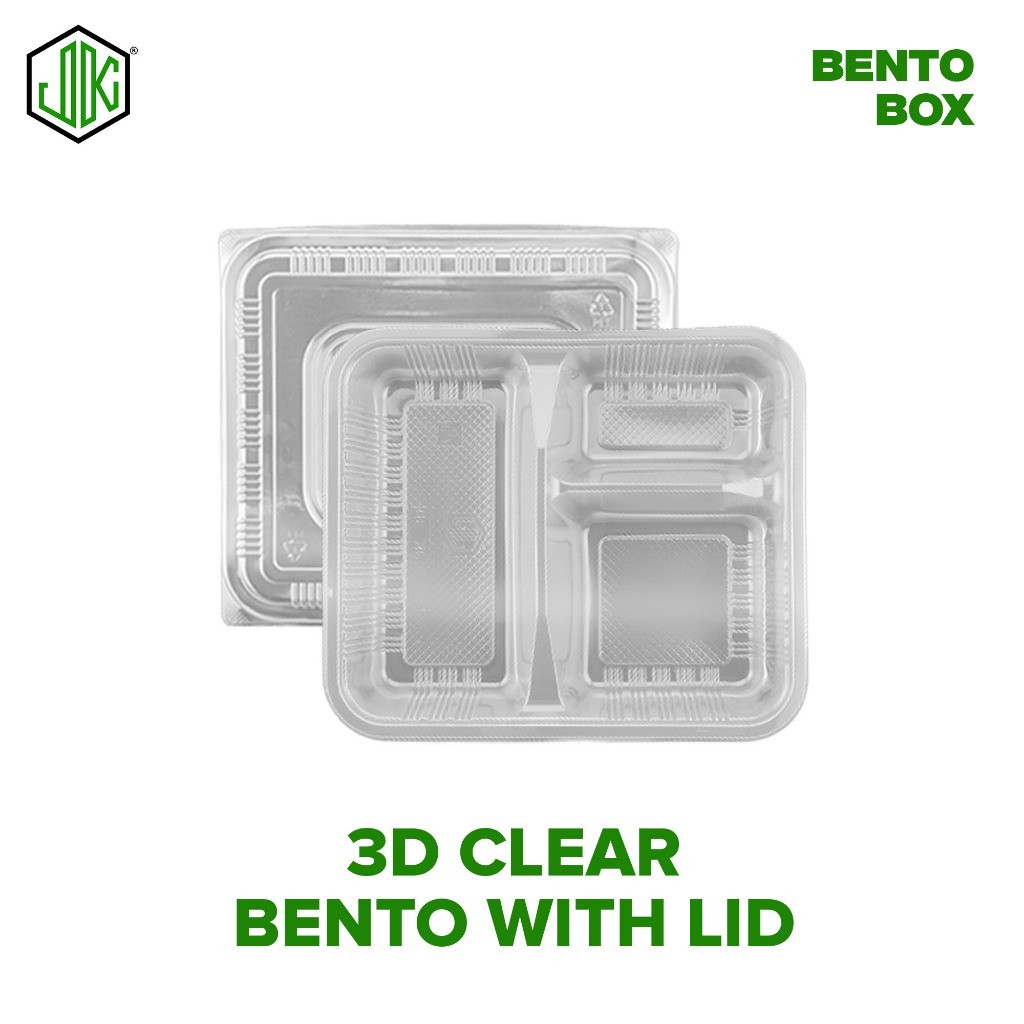 JKM 50pcs Clear Bento Box With Plastic Lid 2/3/4/5 Grid Partition ...