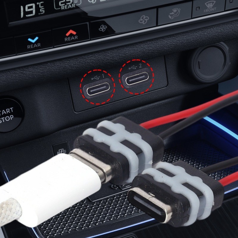 2-Pin Type-C Female Socket Connector - Waterproof Jack Charging Port ...