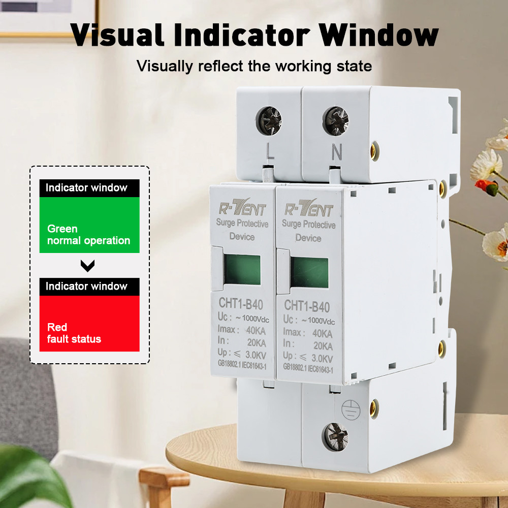 DC SPD Surge Protective Device 1000V 2P 40KA Vol Protector Solar PV ...