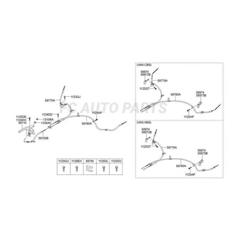 A 597604H300 59760-4H300 Cable Assy-Parking Brake Left For Hyundai ...