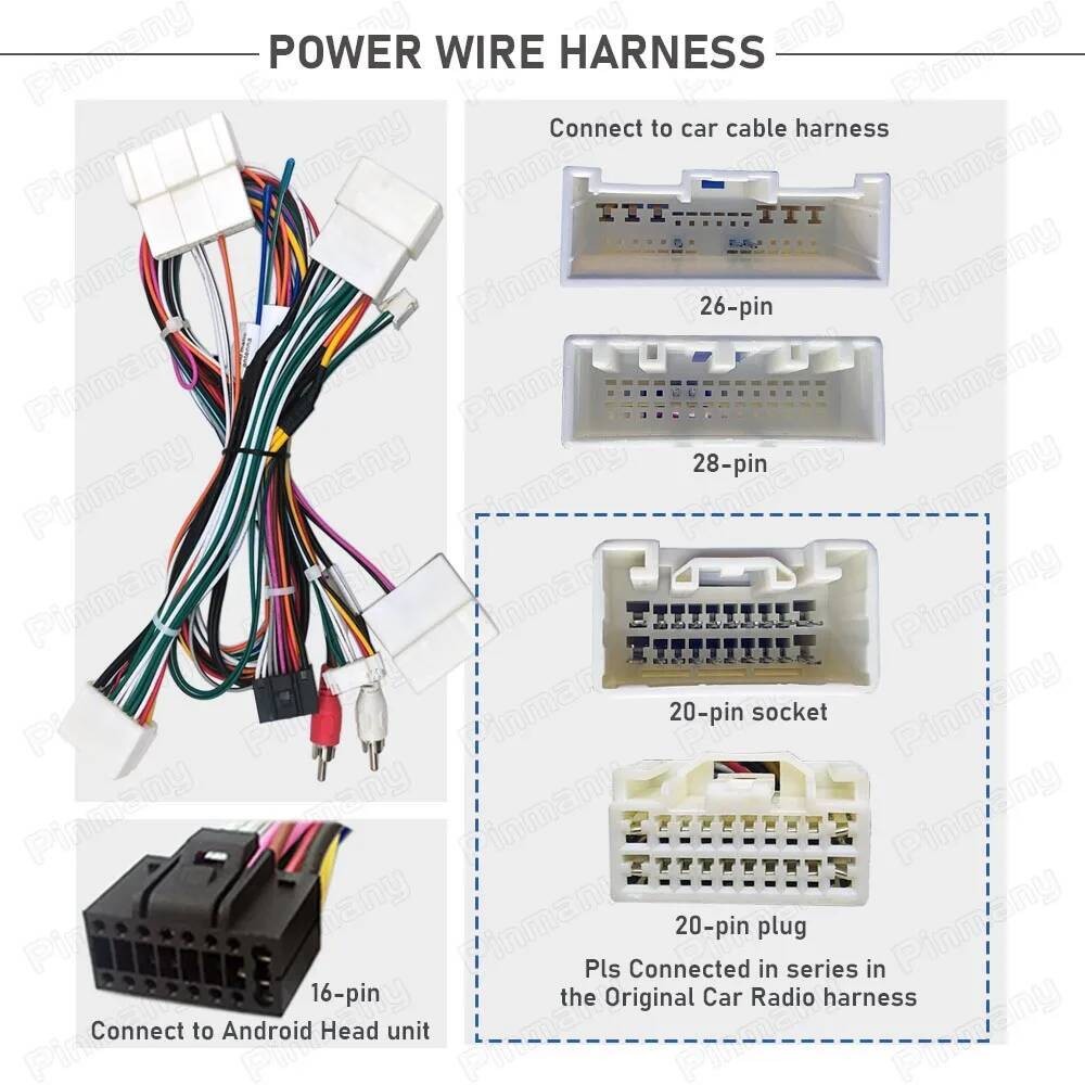 Android Car head Unit Cable Adapter Power Wire Harness Connector CAN ...