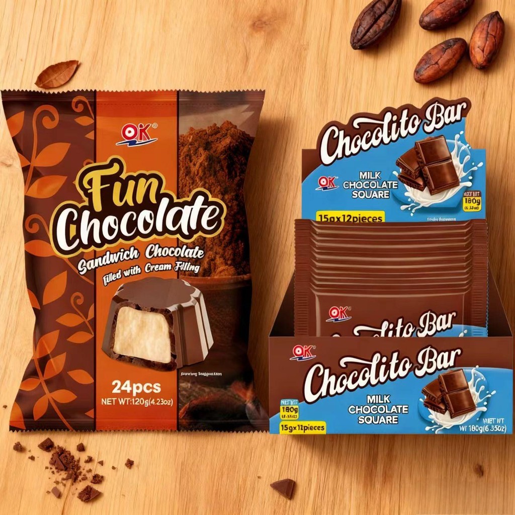 [OK Snacks][2 in 1 set]Chocolate Bar Milk Chocolate180g and HAPPY ...