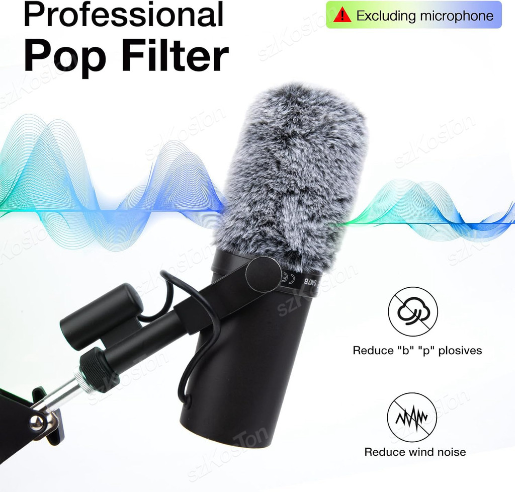 SM7B Pop Filter suitable for Shure microphones, fluffy windscreen cover ...