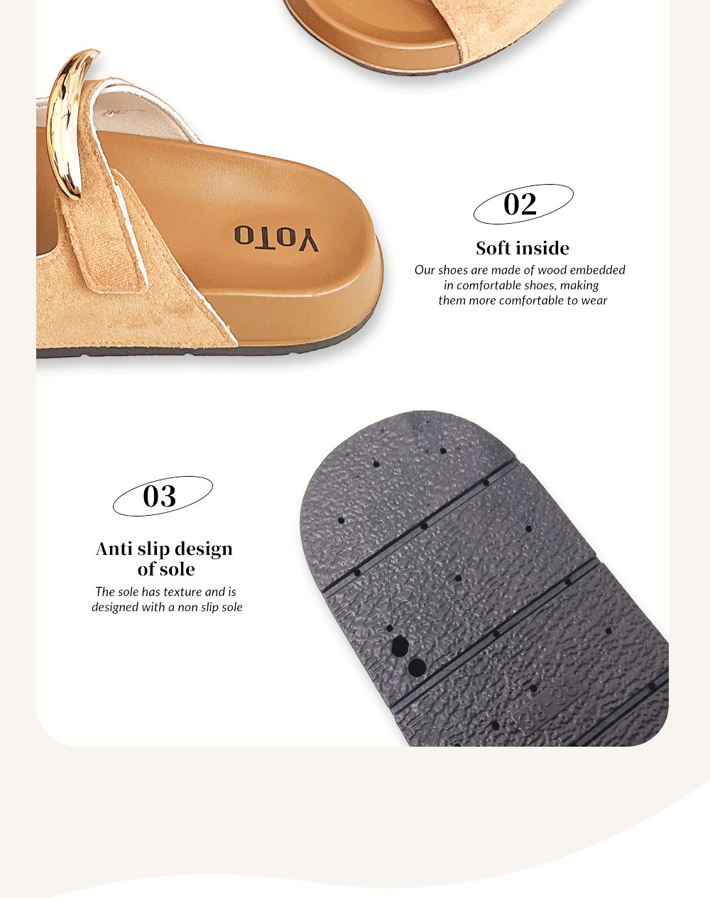 YOTO Women's Sandals Leather Velcro Strap Peep Toe Casual Comfort Soft Sole Slippers For Women ...