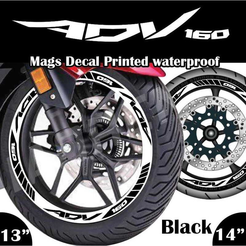 ADV 160 Mags Printed Decal Sticker Waterproof Front And Back Rim SET ...