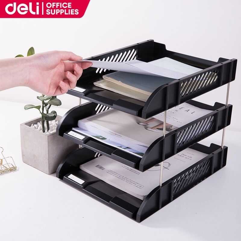 Deli 3 Layer Office Desk File Organizer Desktop Paper Magazine Data ...