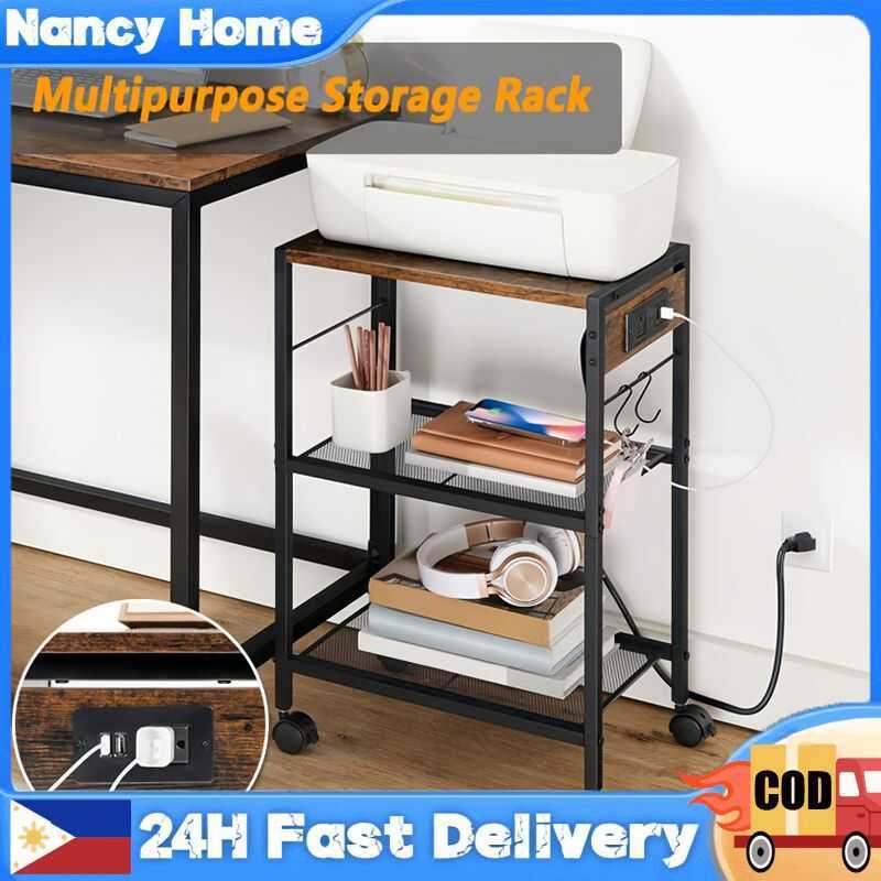 Laptop And Printer Table Rack Stand Shelving With Wheel Rolling Cart ...
