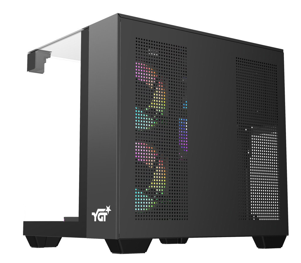 YYM YGT X275M M-ATX Gaming PC Case Panoramic column-free 3-sided glass ...