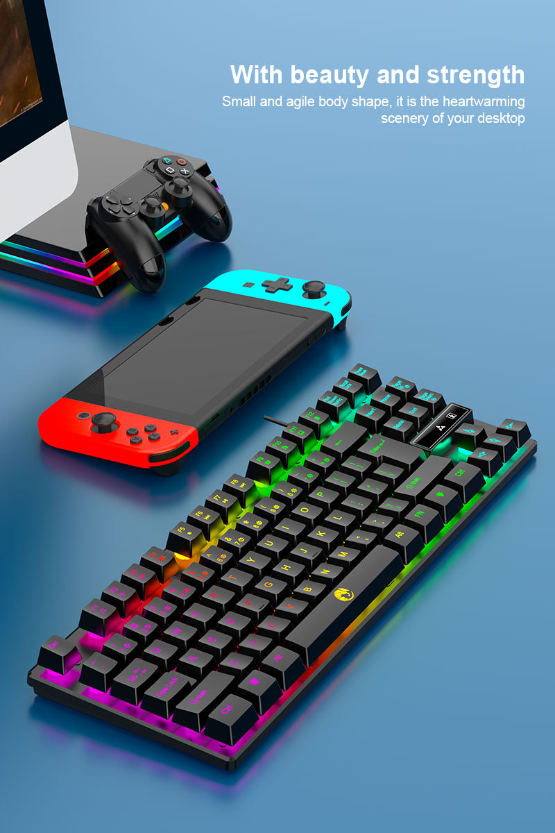 Raiku 87-Key RGB Wired Gaming Keyboard - Responsive Membrane Switch ...