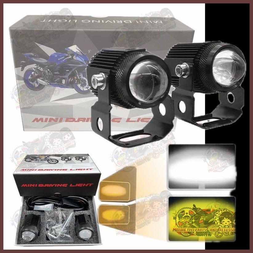 ⭐ LJ Motorcycle 2pcs MDL Led Mini Driving Light Fog Lamp White + Yellow ...