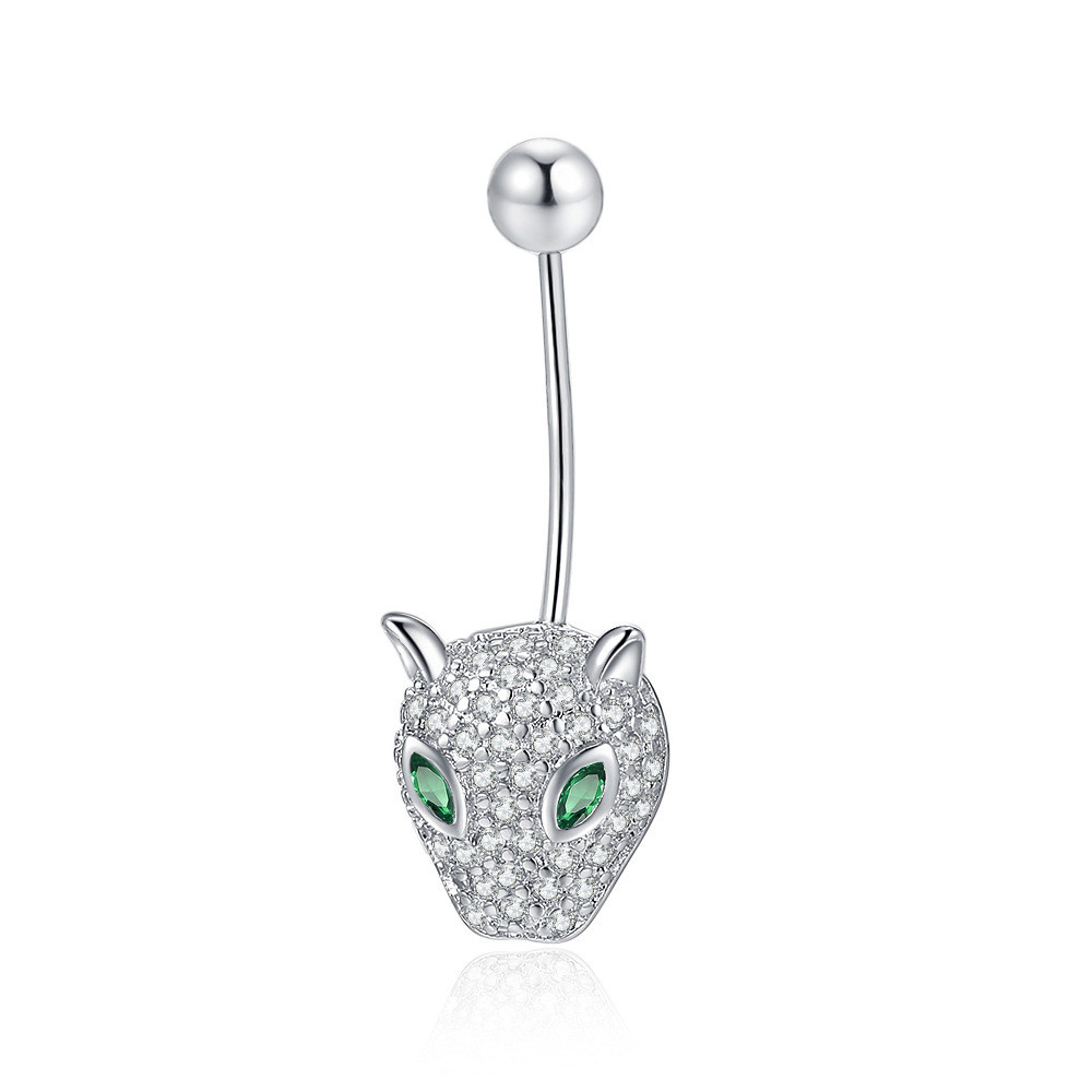 Leopard Head Belly Button Ring for Women with Zirconia, Body Piercing ...