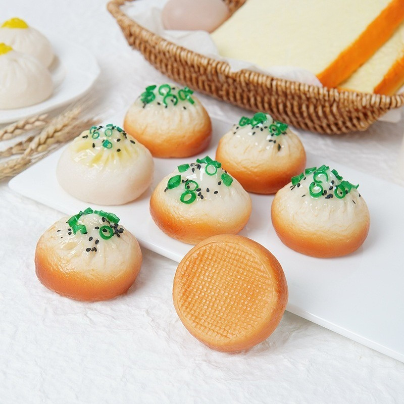 Simulation PVC Steamed Stuffed Buns Models Lifelike Chinese Pan-fried ...