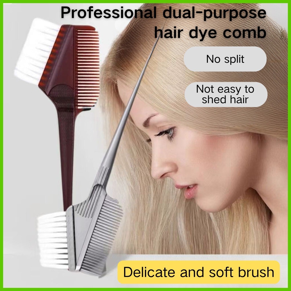 ∫ ☬ Hair Color Dye Applicator Double-head Brush Comb Gray And Black ...