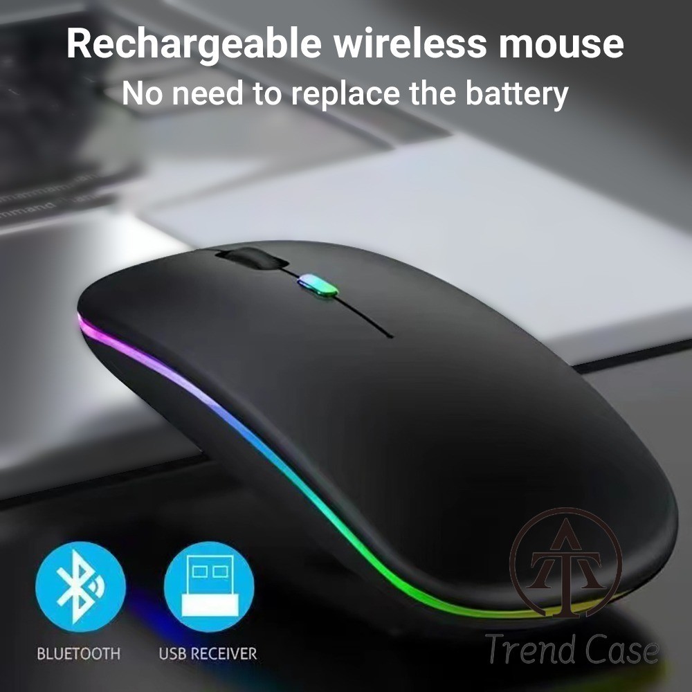 2.4G Bluetooth Wireless Mouse Dual Mode Rechargeable Silent Luminous ...